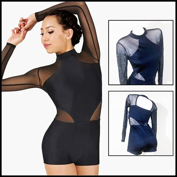 Double Platinum | Tops | New Double Platinum Large Black Unitard With ...